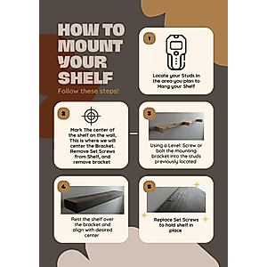 36 Inch Floating Shelf (Set of 2), Early American. Durable Floating Shelf Made in USA. Handcrafted Hardwood Shelving for Space Saving. 3 1/2 inches Tall, 5 1/2 Inches Deep and 36 inches Wide.