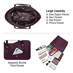 Handbags for Women Fashion Tote Bags Shoulder Bag Top Handle Satchel Purse Set 3pcs T-Purple