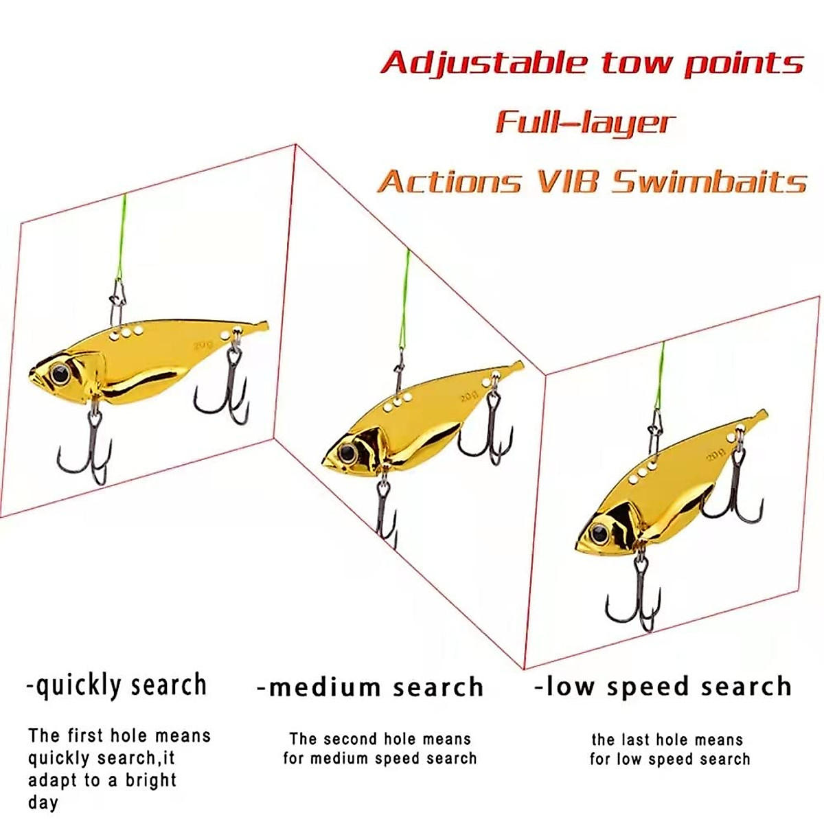 5 Pack Metal Blade Baits for Bass Fishing Lures Hard Metal VIB Fishing Spoons Crankbaits Swimbaits for Trout Walleye Crappie Saltwater Blade Bait Fishing (Gold Blade Baits_5pcs/Box)