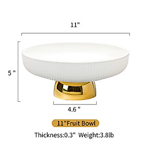 CCATSIX Ceramic Fruit Bowl,11-Inch Dinner Table and Tea Coffee Pedestal Tray,Elegant and Practical Bread and Fruit Trays,Salad or Dessert Display Trays for Parties. (XL)