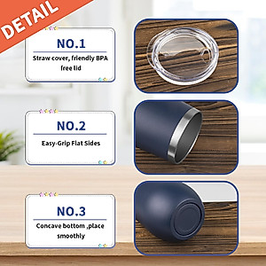 StarSpeed 12oz Wine Tumbler with lid, Stainless Steel Travel Mugs Stemless Double Wall Insulated Coffee Cup, Insulated Wine Glasses Travel Tumbler for Cold & Hot Drinks(Navy Blue, 1)