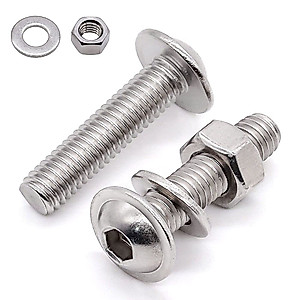 Glvaner (30 Sets) M5-0.8 x 20mm Flanged Washer Button Head Socket Cap Screws & Hex Nuts & Flat Washers, 18/8 Stainless Steel 304, Fully Threaded, Machine Coarse Thread, No Coating, Plain Finish