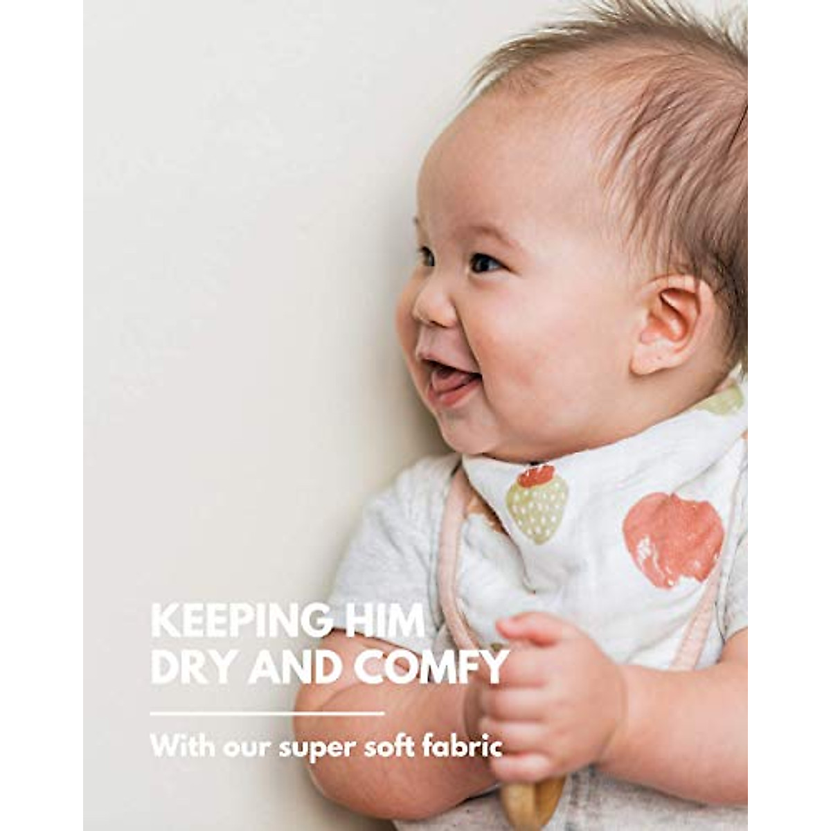 Nightingale Baby Bandana Bibs - Absorbent, Soft, Hypoallergenic Bamboo Muslin Drool Cloths - Cute Drooling Bibs for Boys and Girls (Bee/Fruit/Daisy)