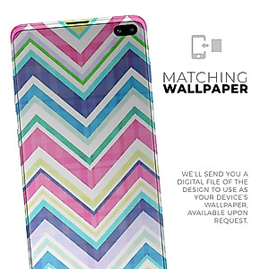 DesignSkinz Vibrant Pink & Blue Layered Chevron Pattern Protective Vinyl Decal Wrap Skin Cover Compatible with The Samsung Galaxy S20 (Screen Trim & Back Glass Skin)