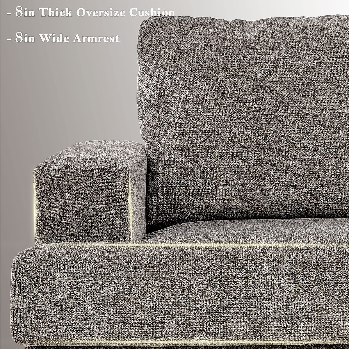 PaPaJet Sofa, Deep Seat Sofa-Contemporary Bouclé Sofa Couch, 3 Seater Sofa for Living Room-Oversized Sofa, Off-White Comfy Sofa