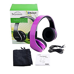 deep Purple Hi-Fi Over-Ear Stereo Bluetooth Headphones Built in Mic-Phone Talk with Phone or Listen Music Clearly, Built Noise Cancellation Technology, with Retail Package!