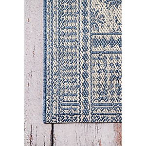 nuLOOM Rana Border Indoor/Outdoor Area Rug, 5' 3" x 7' 6", Blue
