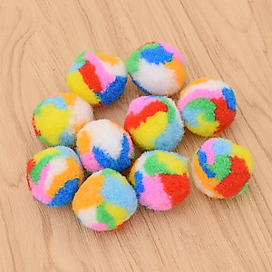 Towashine 10Pcs Small Assorted Color Kitty Yarn Puffs Cat Toys Cat Chase Balls 1.37" Diameter