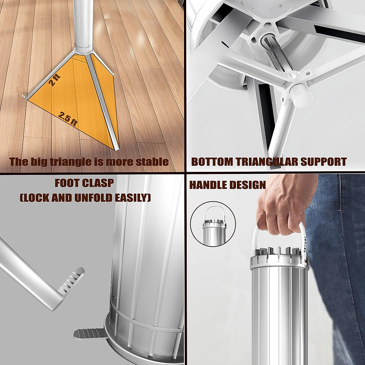 LQDMAER Tripod Clothes Drying Rack Portable, Collapsible Tripod Drying Rack Clothing with Retractable 16 Rods, Spinning Tripod Laundry Clothes Drying Rack, Tripod Clothes Dryer Rack - Weight 7.9lb