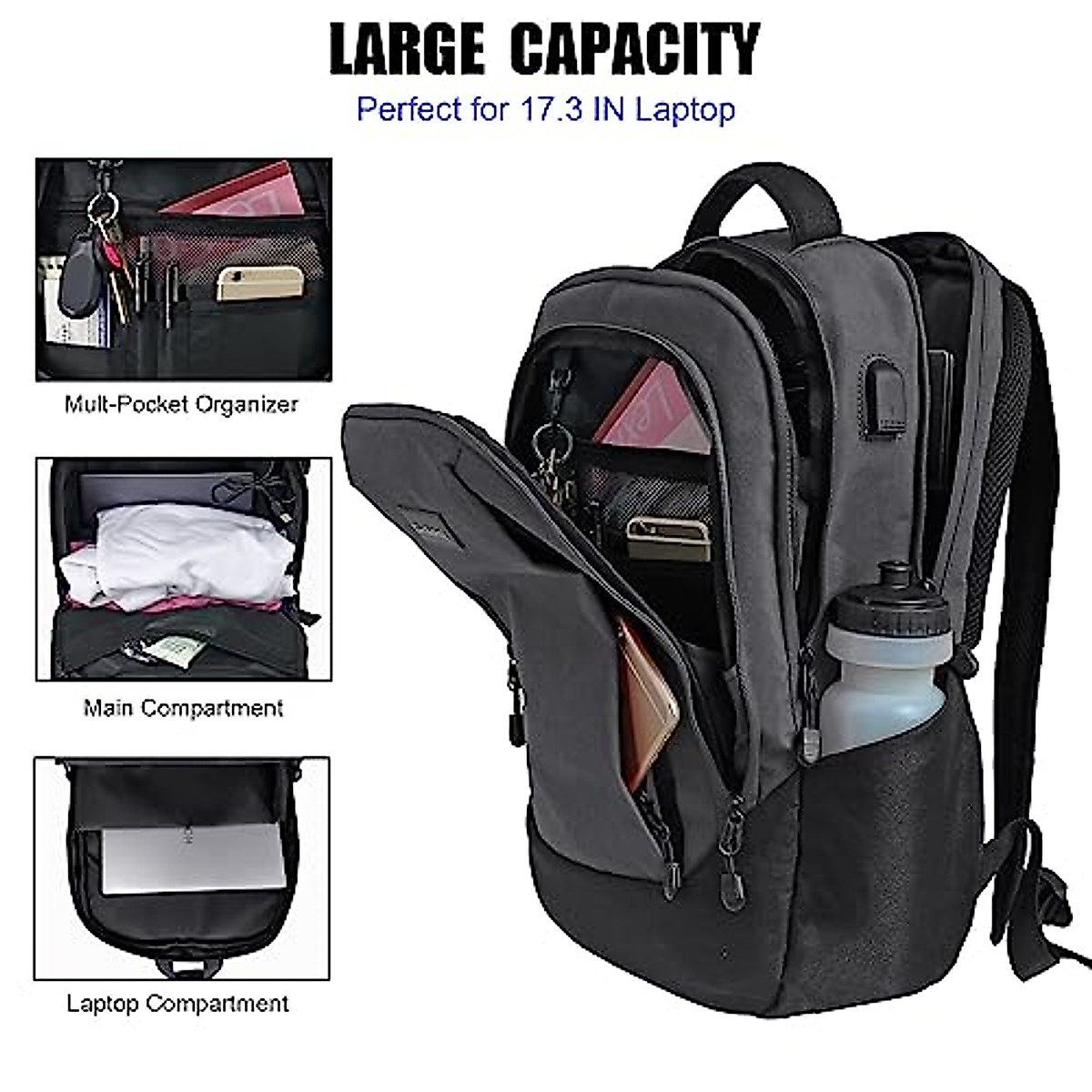 Goloni Travel Laptop Backpack for Women & Men - airplane approved carry on Business Bag with USB Charging Port, fits 15.6 Inch Notebook