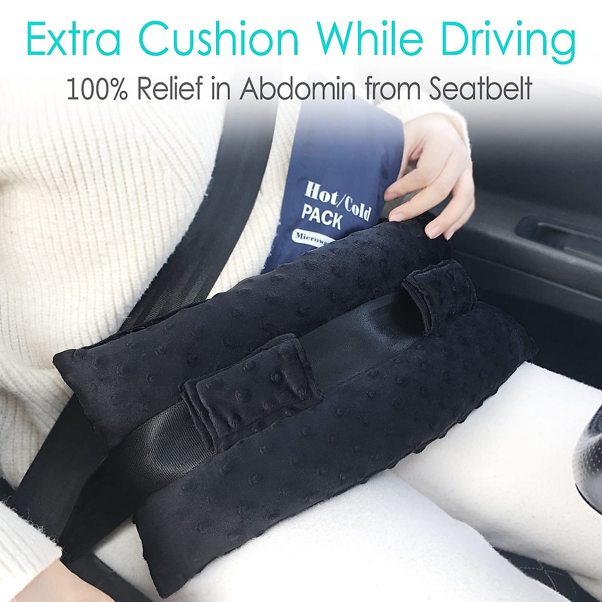 Hysterectomy Pillow Abdominal Post Surgery Pillows with Pocket Comfort for Ice Heat Packs Tummy Tuck Belly Incision Recovery Seatbelt Gifts Women Patients Minky Dot Black