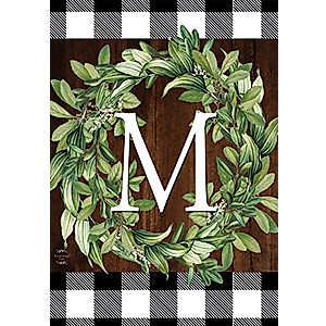 Briarwood Lane Wreath Monogram M Garden Flag Everyday 12.5" x 18"