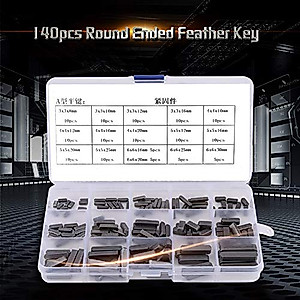 Watris Veiyi Parallel Square Stock Key, Shaft Feather Key, Key Stock Assortment, Parallel Drive Shaft Keys Sets, Pump Shaft Key, Flywheel Keys, Keyway Stock, Keyway Tension (140PCS)