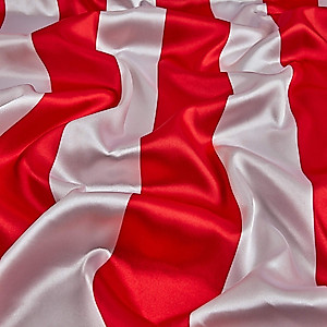 Charmeuse Satin 3.5 Stripe White/Red, Fabric by the Yard