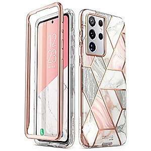 i-Blason Cosmo Series for Samsung Galaxy S21 Ultra 5G Case, Slim Stylish Protective Case Without Screen Protector (Marble)