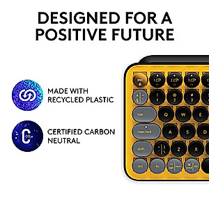 Logitech POP Keys Mechanical Wireless Keyboard with Customizable Emoji , Durable Compact Design, Bluetooth or USB Connectivity, Multi-Device, OS Compatible - Blast Yellow
