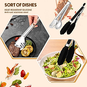 11-Piece Serving Utensils Stainless Steel Large Metal Serving Spoons for Buffet Include Slotted Serving Spoons, Forks, Tongs, Appetizers Tongs, Soup Ladle, and Pie Cake Server for Party