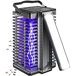 Bug Zapper Indoor, Mosquito Zapper Outdoor Electric, Solar Mosquito Trap Cordless & Rechargeable, Mosquito Zapper with Reading Lamp, 4200V 2 in 1 Mosquito Killer