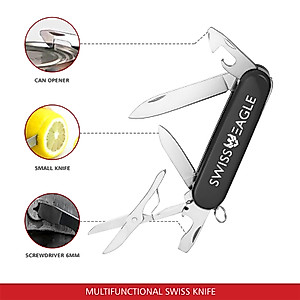 Swiss Eagle Classic Multi-Tool Pocket Army Knife - Packs 5 Tools In Your Pocket