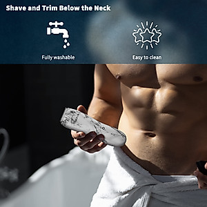 VIKICON Electric Body Hair Trimmer and Shaver: Ball Groomer & Mens Groin Trimmer with Replacement Ceramic Blade Head and Hard Case, White