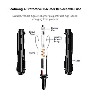 KFD Car Charger Cigarette Lighter DC Adapter for Jackery Portable Explorer 160/240/300/500/1000 Goal Zero Yeti/Anker/BLUETTI EB3A/EB70/EB70S/PAXCESS Rugged330/BALDR Power Station Power Supply Cord