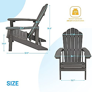MISSBRELLA Plastic Adirondack Chairs Hips Material Looks Like Real Wood Weather Resistant for Patio Garden, Backyard, Patio and Indoors (Charcoal)