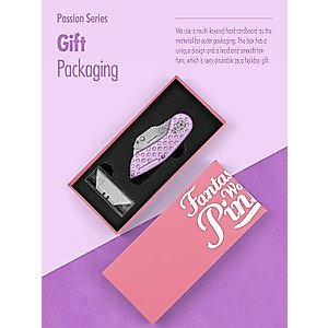 FantastiCAR Fancy Folding Utility Knife Box Cutter Set with Extra Blades (Pink and Purple)