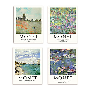 InSimSea Claude Monet Artwork Paintings Art Posters, Unframed Famous Paintings for Wall Decorations, Monet Water Lilies Wall Art Pictures for Living Room Wall Decoration (8x10in)