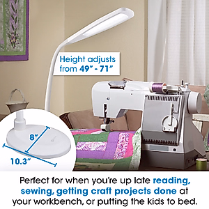 OttLite LED Standing Floor Lamp with Adjustable Flex Neck - Dimmable with 3 Brightness Levels & Energy Efficient Natural Daylight LEDs - Stable Base for Living Room, Dorm, Bedroom, Office & Workshop