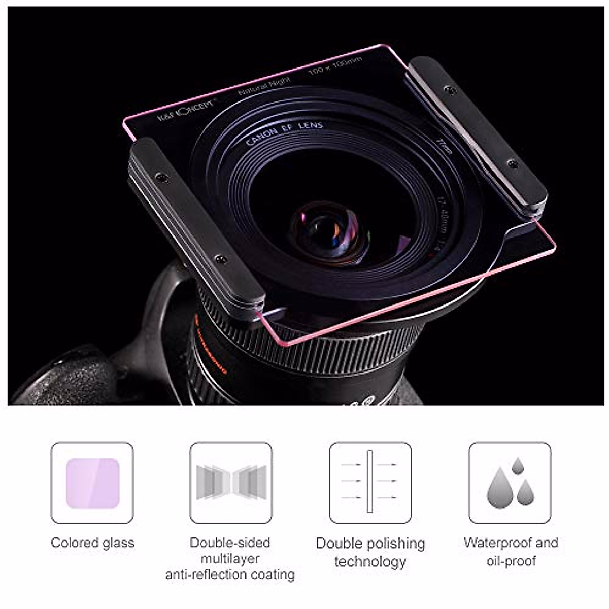 K&F Concept 100 x 100mm Natural Night Filter Anti-Light Pollution Filter for Night Photography Sky/Star Astrophotography with 28 Multi-Layer Coated