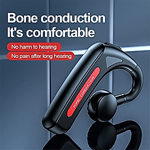 YODZ Bone Conduction Headphones Hanging Ear Wireless Sports Headset Bluetooth 5.1 HiFi Stereo Waterproof Sweatproof Earphones with Mic, for Fitness Cycling Driving,Black