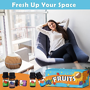 Fruity Fragrance Oil for Candle & Soap Making, Holamay Premium Essential Oils 5ml x 10 - Coconut, Strawberry, Mango, Pineapple, Summer Aromatherapy Diffuser Oils Set