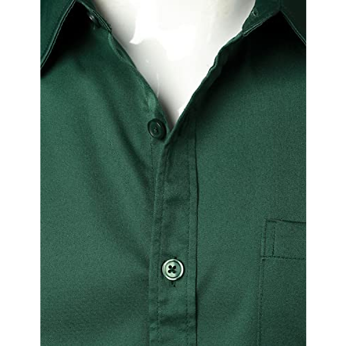 ZEROYAA Men's Casual Urban Stylish Slim Fit Short Sleeve Button Up Dress Shirt with Pocket ZLSC15-Dark Green Large