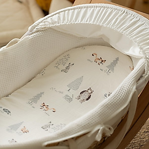 Musioiy Muslin Bassinet Sheets for Baby Girls and Boys, Soft & Breathable Cotton Bed Oval, Hourglass Rectangular Cradle Mattress, 2 Pack,(Animal Print Stars, White Grey (CRIB202305)