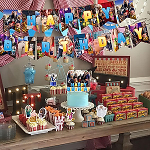 32 Pcs ???? Movie Birthday Party Decorations,Party Supply Set for Kids with Banner - Cake Topper - 12 Cupcake Toppers - 18 Balloons for Cartoon Movie Party Decorations