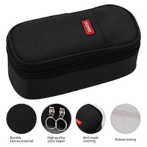 Dugio Big Pencil Case Large Capacity Pencil Bag with Zipper Pencil Pouch for Boys Girls Kids Adults Stationery Pencil Pen Case Organizer for School Office Black