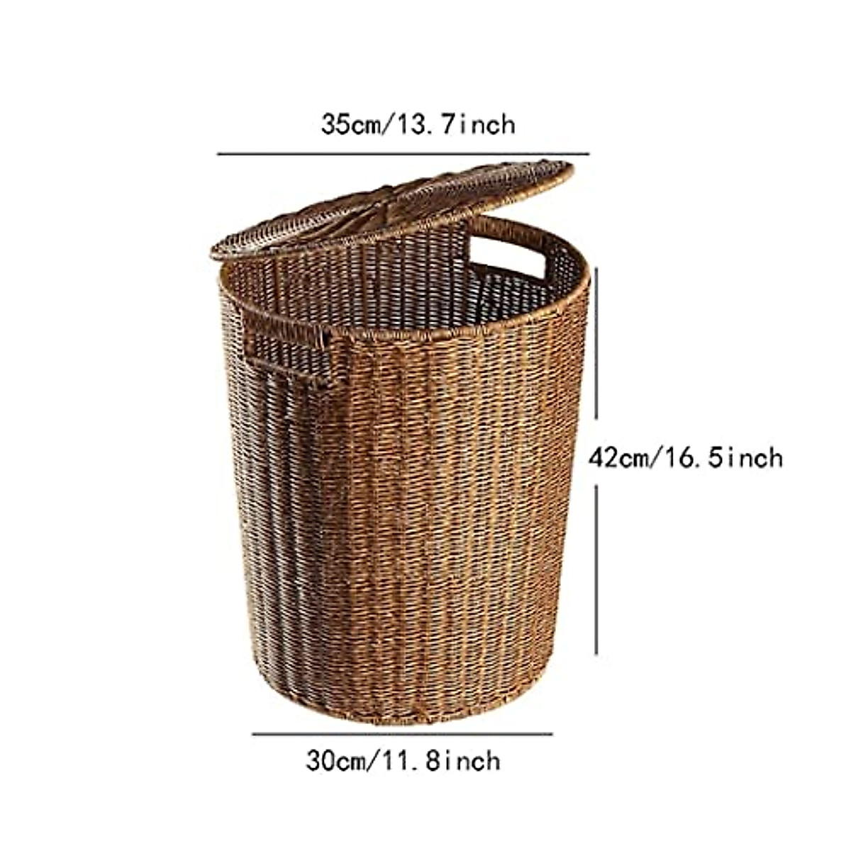 SCUUBE Trash Bin Trash Can Wastebasket Portable Trash Can with Lid Large Storage Bin with Handles, Garbage Container Bin for Bathrooms Kitchens Garbage Can Waste Bin (Color : Dark Brown)