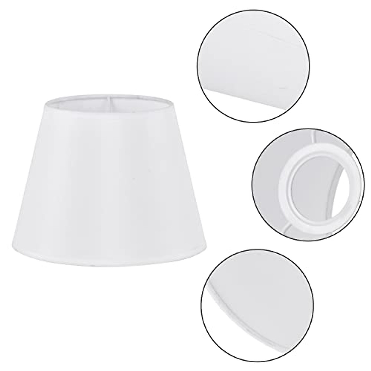 Drum Lamp Shades Set of 2, 8.5" Diameter x 6" Diameter x 6.4" High White Lampshade, Small Modern Classic Fabric Lamp Shades for Table Lamp, Wall Lamp