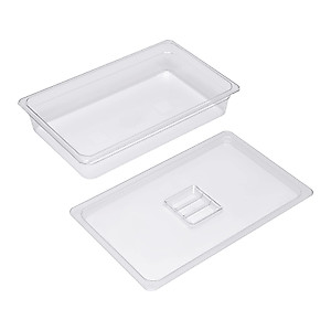 DYNAMI 6 Pack Food Pans with Lids,Full Size 4in Deep Commercial Clear PC Square Food Storage Containers,Heat-Resistant,Freezer-Safe To Store Vegetables,Fruits, Meats, Grains, for Kitchen Restaurant
