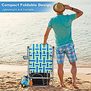 VINGLI Aluminum Patio Lawn Chairs Folding 1 Pack with Detachable Cup Holder, Webbed Beach Chair Folding Chair Outdoor Portable Camping Chair for Yard, Garden