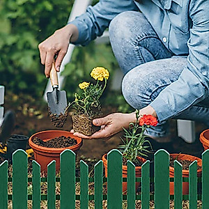 Sunnyglade 12 Pack Garden Edging Decorative Border Recycled Plastic Landscape Garden Fence Flexible No-Dig Spikes,Dark Green