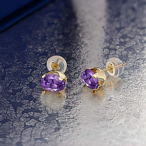 Gem Stone King 14K Yellow or White Gold 8X6MM Oval Gemstone Birthstone Stud Earrings | Oval Gold Earrings For Women