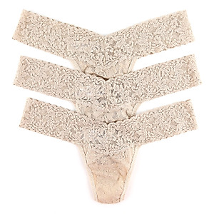 hanky panky, Signature Lace Low Rise Thong, Chai, One Size fits 2-12, Comfortable and Durable Underwear for Women