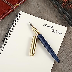 Cobee® Wooden Fountain Pens, Handcrafted Wood Fountain Pen Vintage Luxury Pen 0.5mm Fine Point Pen Business Pen Smooth Writing for Journaling Calligraphy Gift Supplies(Blue)