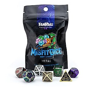 FanRoll by Metallic Dice Games Misfit Metals, Bag of DND Dice, Role Playing Game Dice Accessories for Dungeons and Dragons