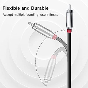 Ancable RCA to Speaker Wire, [18AWG 6.5-Feet] 2-Channel Heavy RCA Male Adapter to Bare Wire Open End Audio Cable, 2-Pack