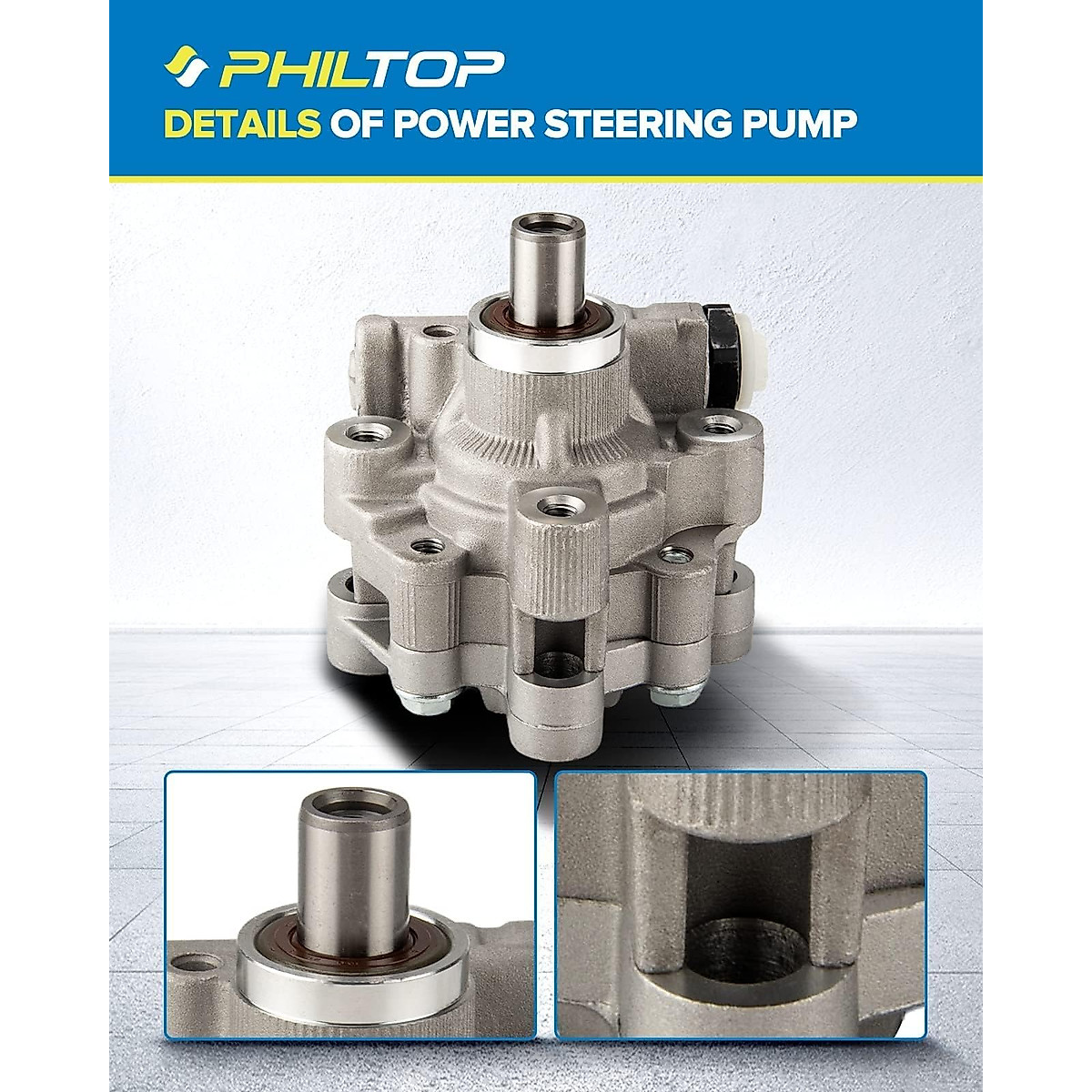 PHILTOP 21-5445 Power Steering Pump for 300 C 2005-2010, Challenger R/T 2009-2010 5.7L, Charger R/T 2006-2010, Magnum R/T 2005-2008, Power Asist Pump, Automotive Replacement Power Steering Pumps