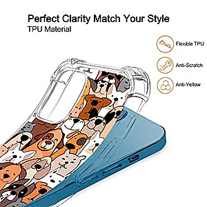 Hi Space Compatible with iPhone 13 Mini Case 2021 5.4 Inch, Dog Cartoon Ultra Clear Slim Transparent Flexible TPU Bumper Shockproof Protective Cover for iPhone 13 Mini