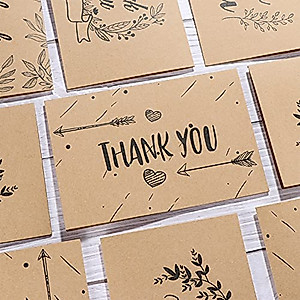 150 Pack Thank You Cards with Envelopes and Stickers, Brown Craft Black Chalkboards Thank You Cards Multipack for Business Wedding Bridal Shower Baby Shower