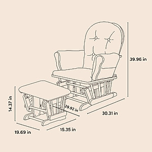 Storkcraft Premium Hoop Glider and Ottoman (White Base, Gray Cushion) – Padded Cushions with Storage Pocket, Smooth Rocking Motion, Easy to Assemble, Solid Hardwood Base